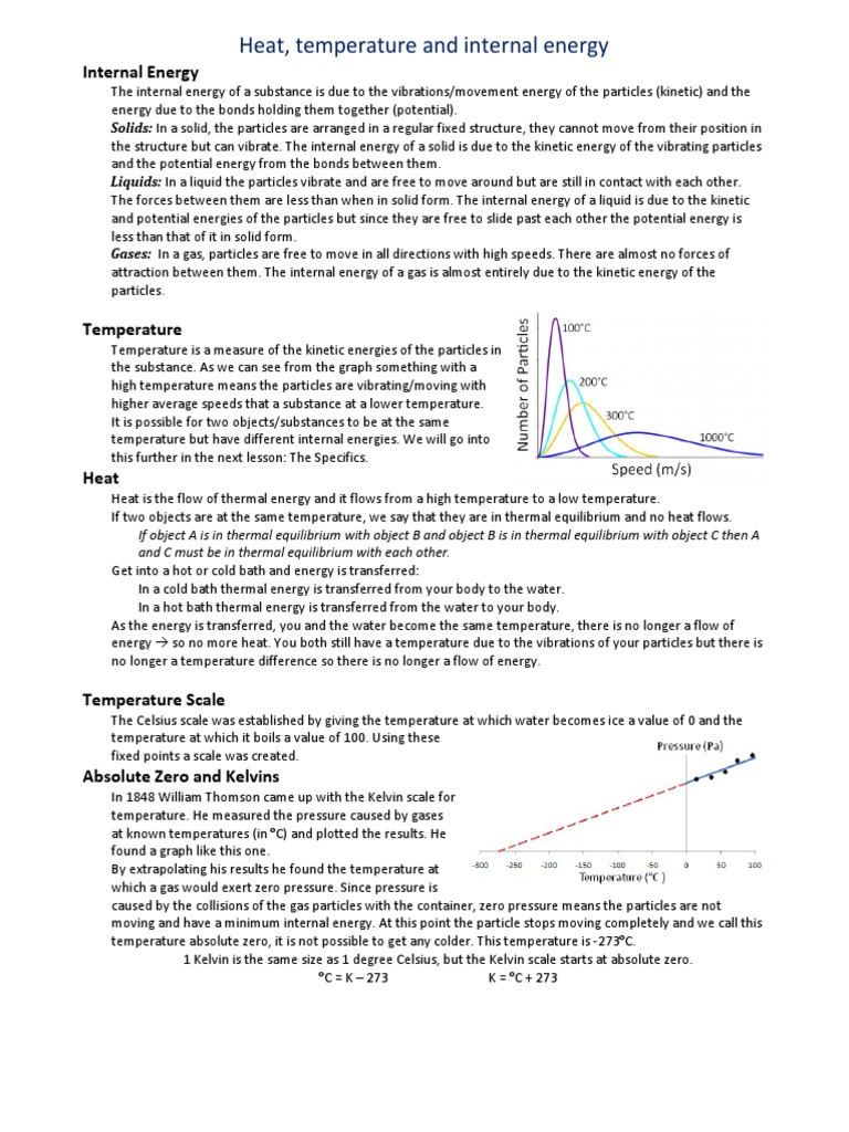 Internal Energy and Temperature Explained | PDF | Temperature | Gases