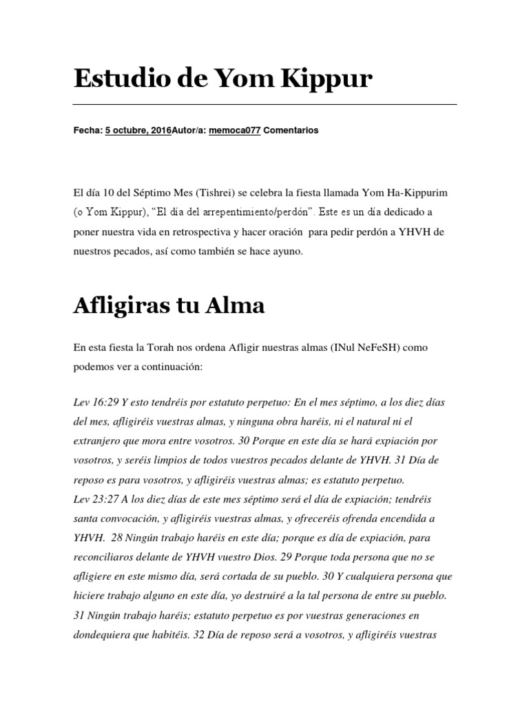 Estudio de Yom Kippur | PDF | Yom Kippur | Jesús