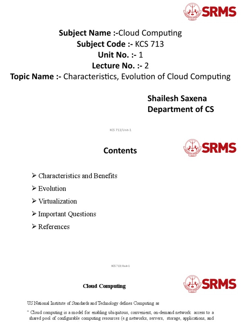 KCS 713 Unit 1 Lecture 2 | PDF | Virtualization | Cloud Computing