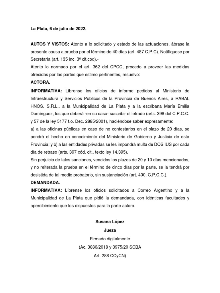 Auto de Apertura A Prueba | PDF