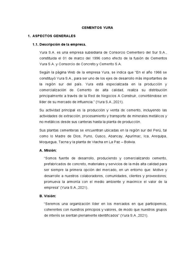 PA03 - Mercadotecnía - Cemento Yura | PDF | Cemento | Perú