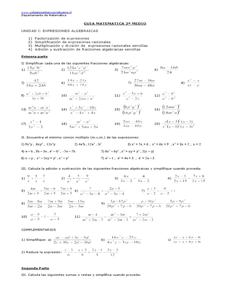 Guia Matematica 2º Medio: Primera Parte | PDF | Matemáticas | Notación Matemática