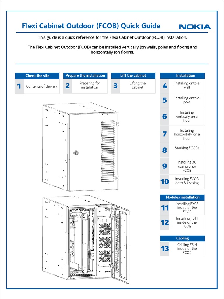 Flexi Cabinet Outdoor (FCOB) Quick Guide: Prepare Installation The Check The Site Installation ...