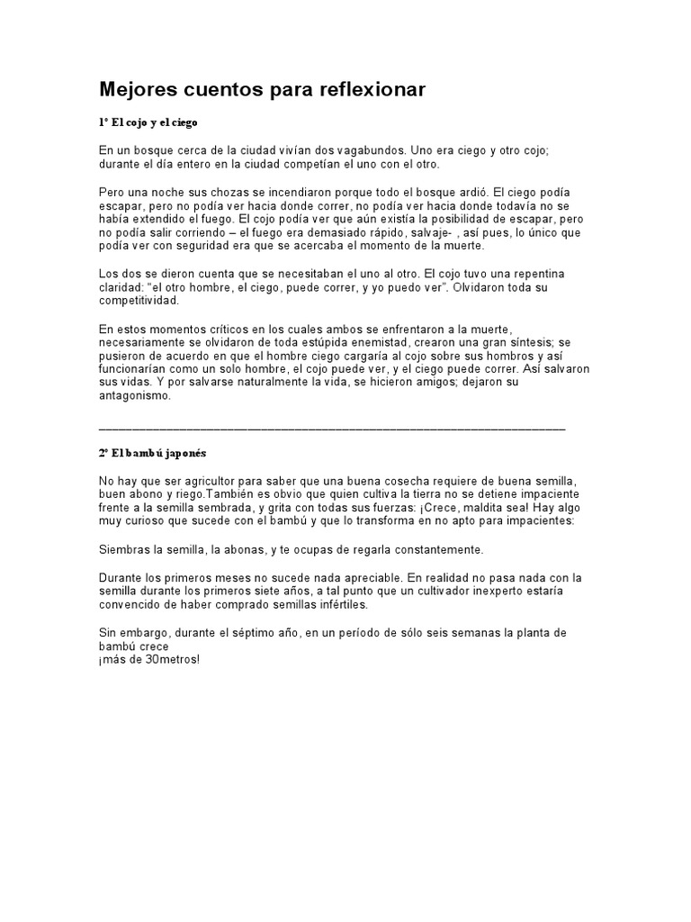 Mejores Cuentos para Reflexionar | PDF | Amor | Sufrimiento