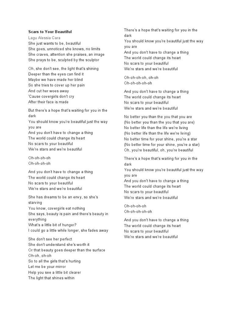Lagu Alessia Cara: Scars To Your Beautiful | PDF | Poetry
