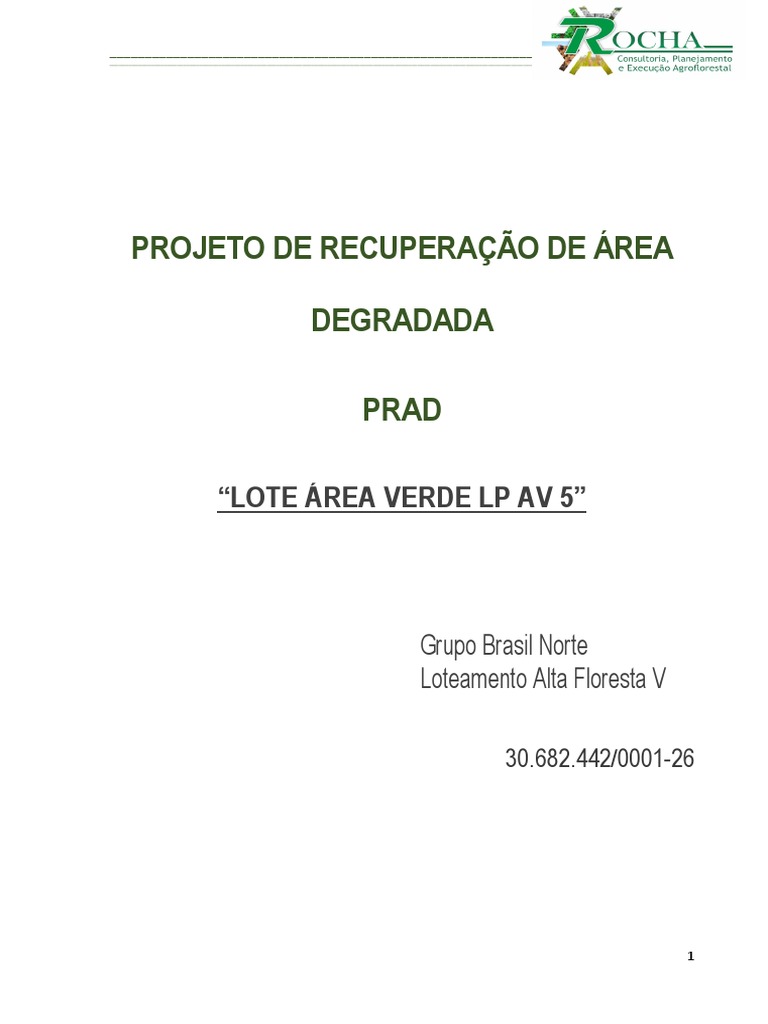 PRAD - Grupo Brasil Norte - Lote Área Verde-Etapa V | PDF | Erosão ...