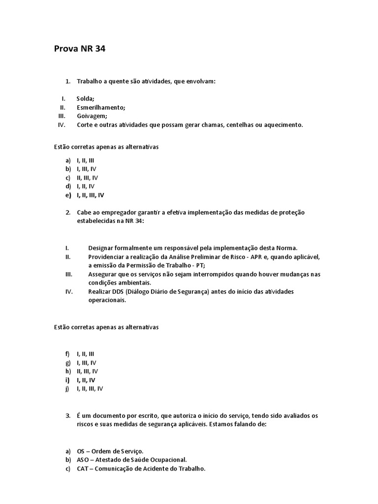 Prova NR 34 | PDF