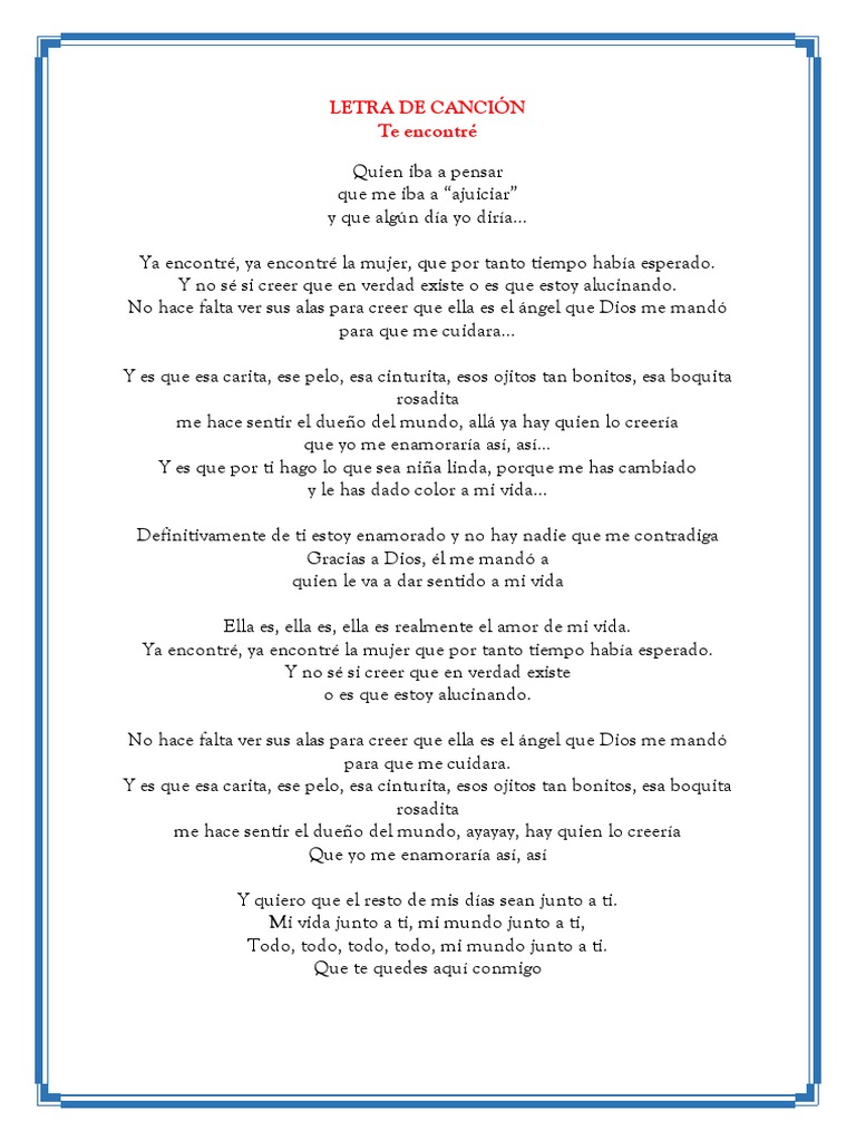 LETRA DE CANCIÓN | PDF