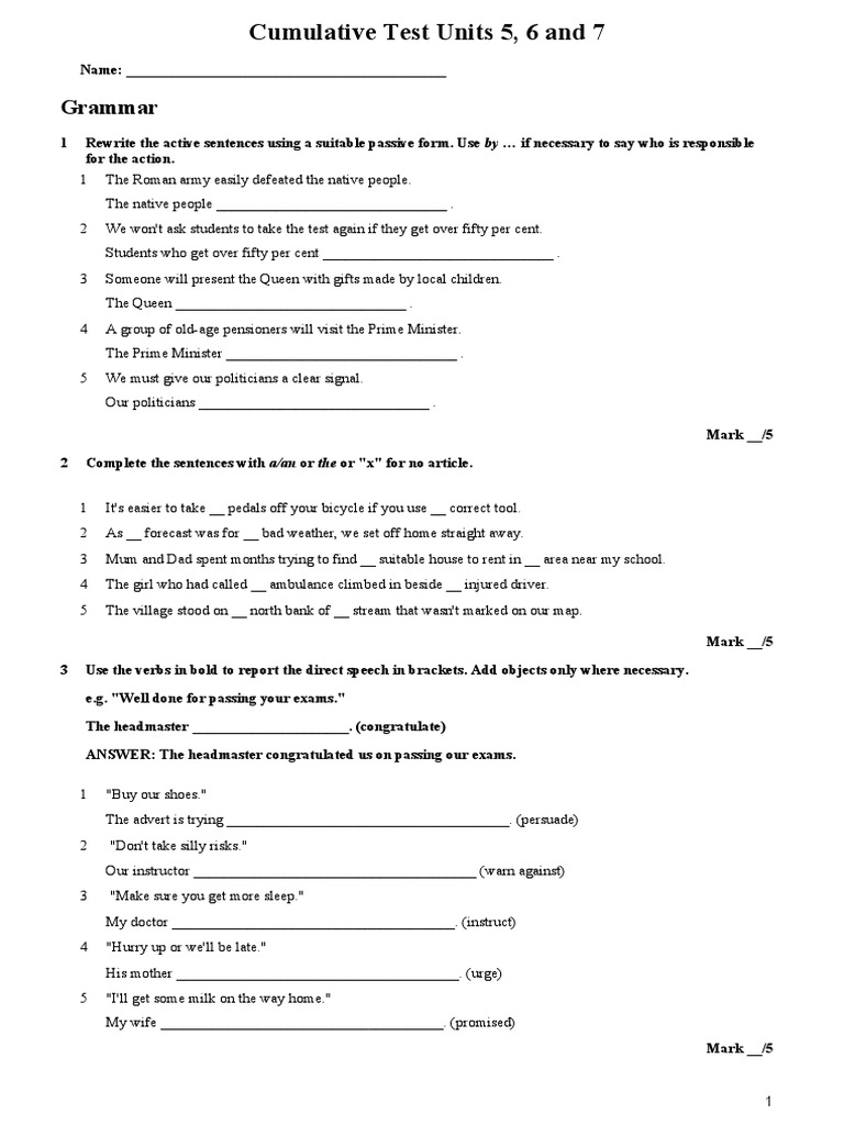 Cumulative Test Units 5,6,7 Upp-Int | PDF | News | Journalism
