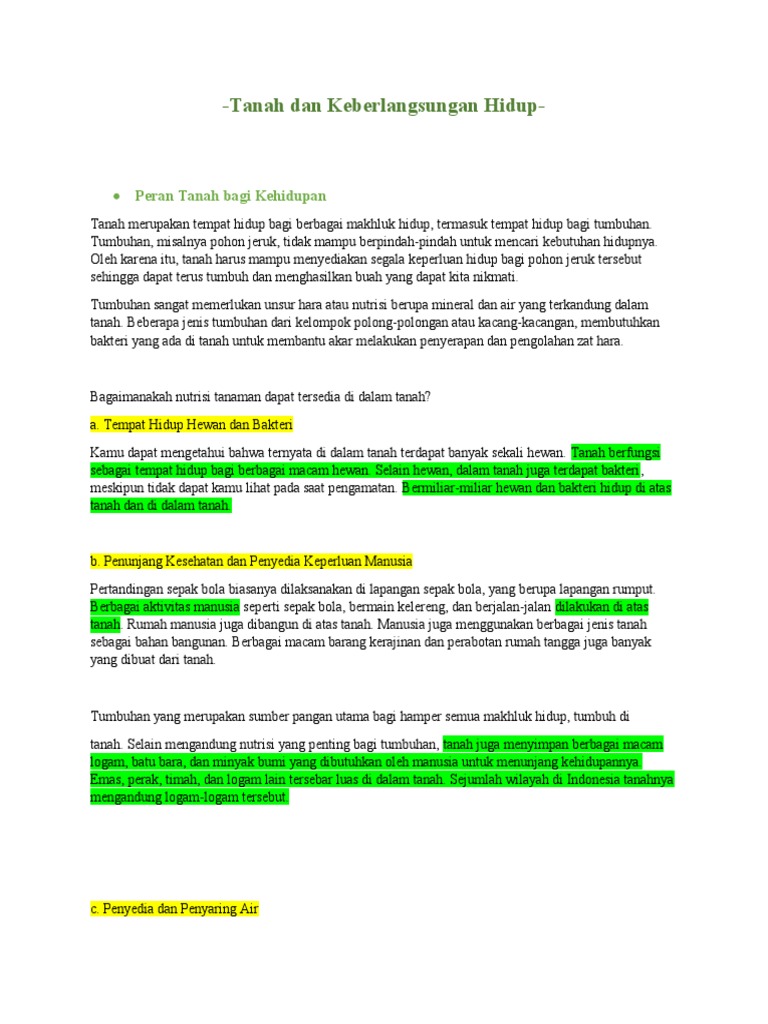 Tanah Dan Keberlangsungan Hidup | PDF | Teknologi & Rekayasa