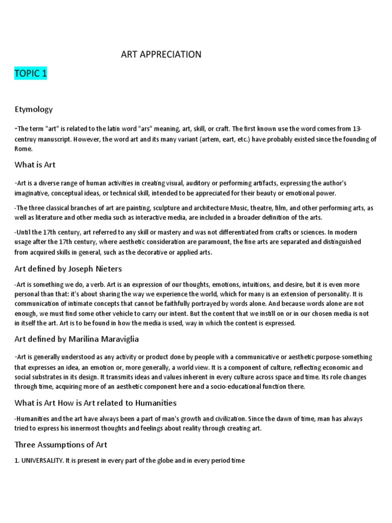 Art Appreciation | PDF | Aesthetics | Beauty