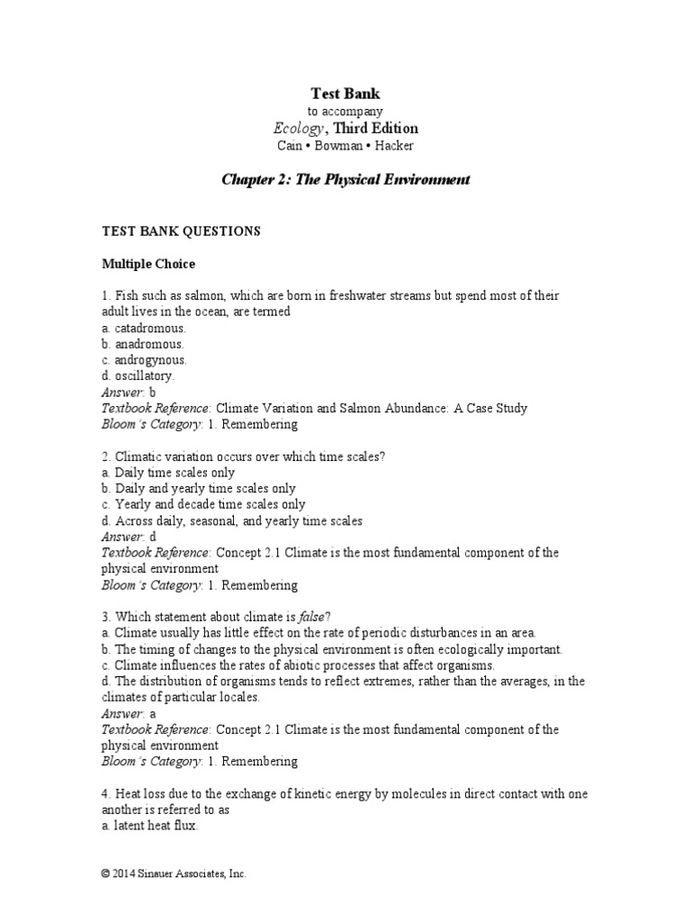 Ecology3e Ch02 Test Bank | PDF | Atmospheric Circulation | Greenhouse ...