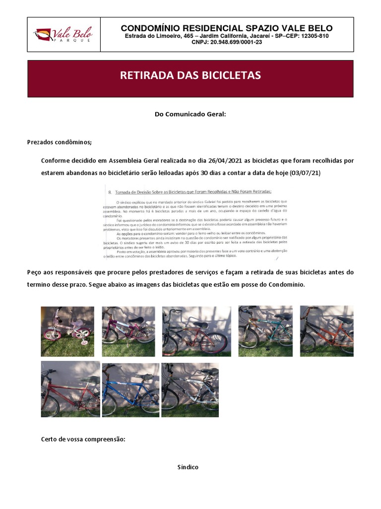 Comunicado Bicicletas | PDF