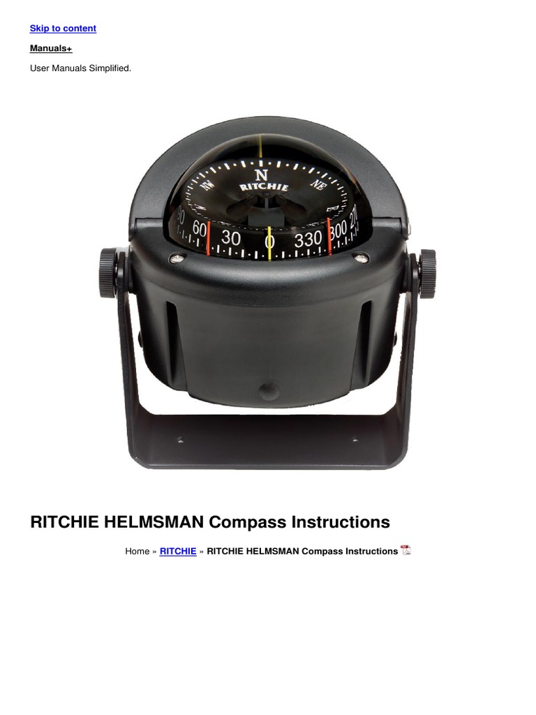 RITCHIE HELMSMAN Compass Installation Guide | PDF | Compass | Manufactured Goods