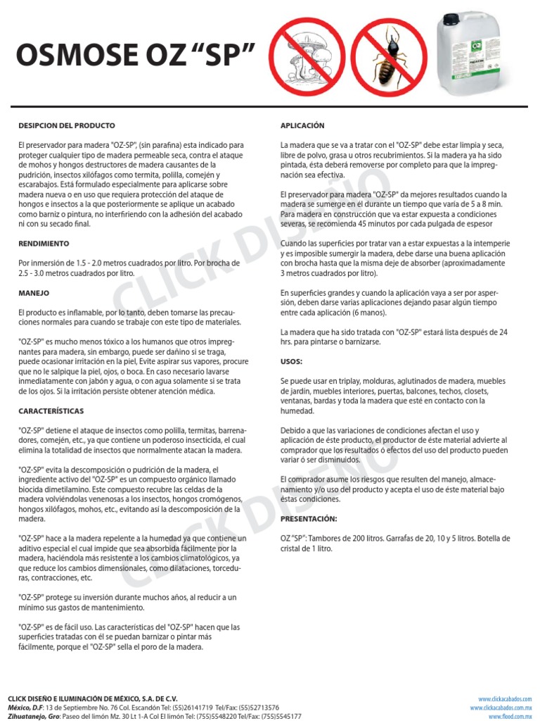 Osmose Oz SP | PDF | Madera | Insectos