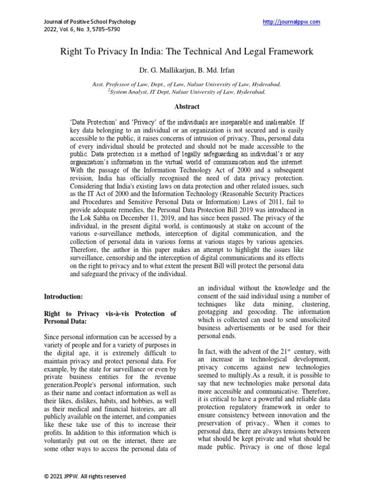 Right To Privacy in India: The Technical and Legal Framework | Download ...