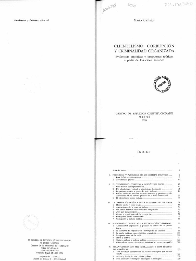 Clientelismo, Corrupcion y Criminalidad Organizada | PDF