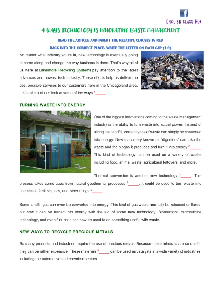 4 Ways Technology Is Innovating Waste Management: English Class Rox ...