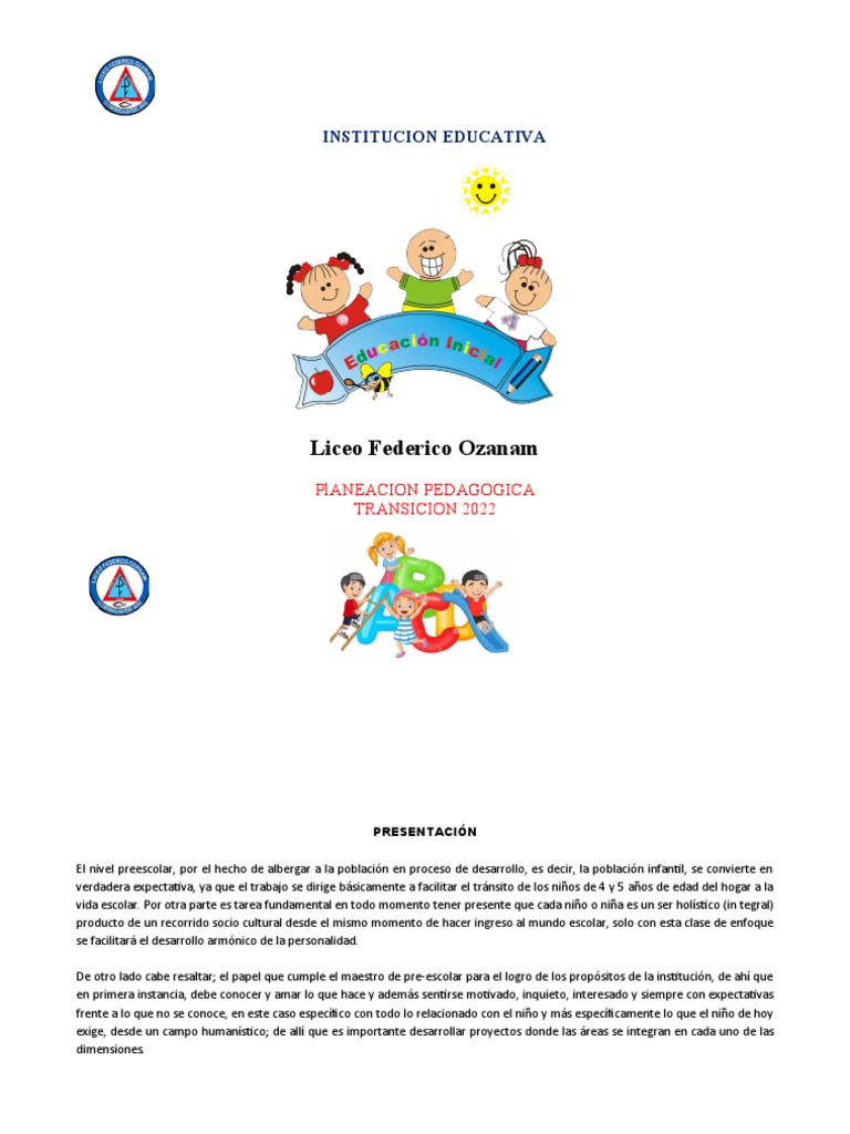 Planeacion 2022 Transicion | PDF | Educación de la primera infancia ...