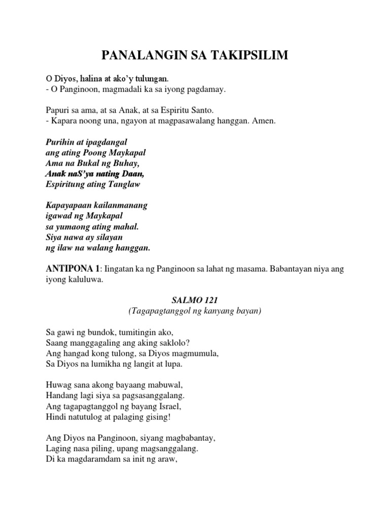 Panalangin Sa Takipsilim | PDF