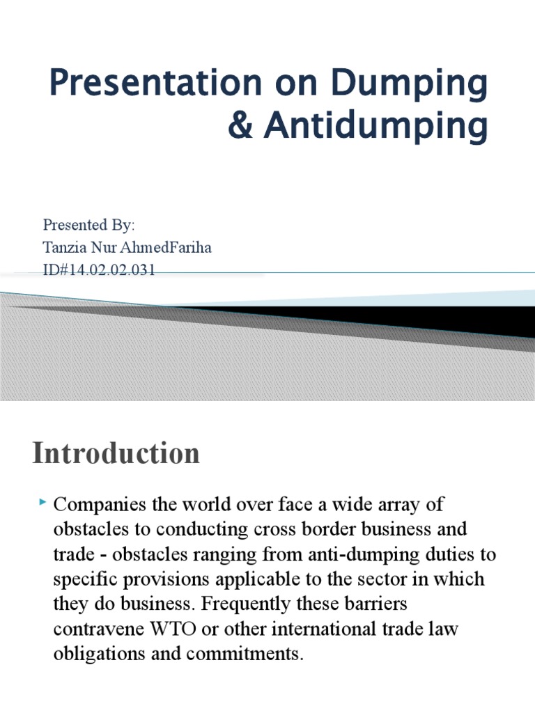 Dumping | PDF | Dumping (Pricing Policy) | Trade