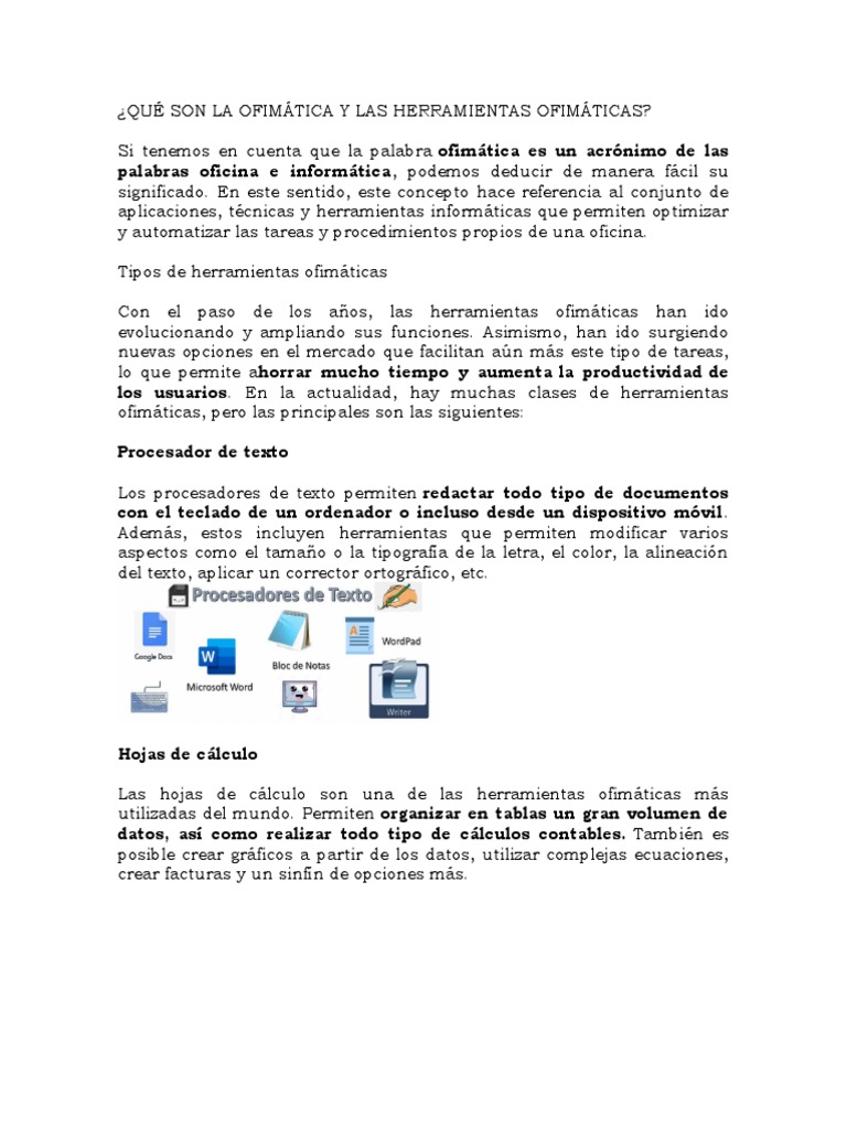 Qué Son La Ofimática y Las Herramientas Ofimáticas | PDF | Informática ...