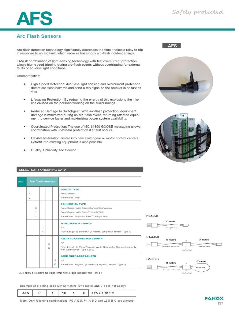 Arc Flash Sensors: Selection & Ordering Data | PDF | Manufactured Goods ...