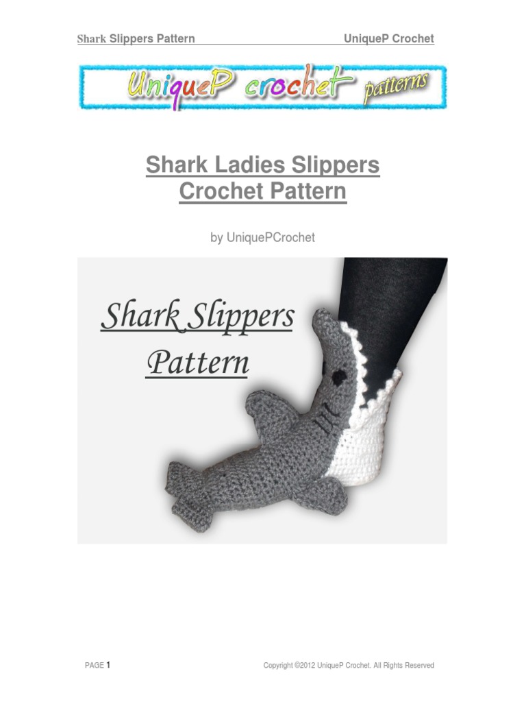 Shark Ladies Slippers Crochet Pattern | PDF | Crochet | Weaving