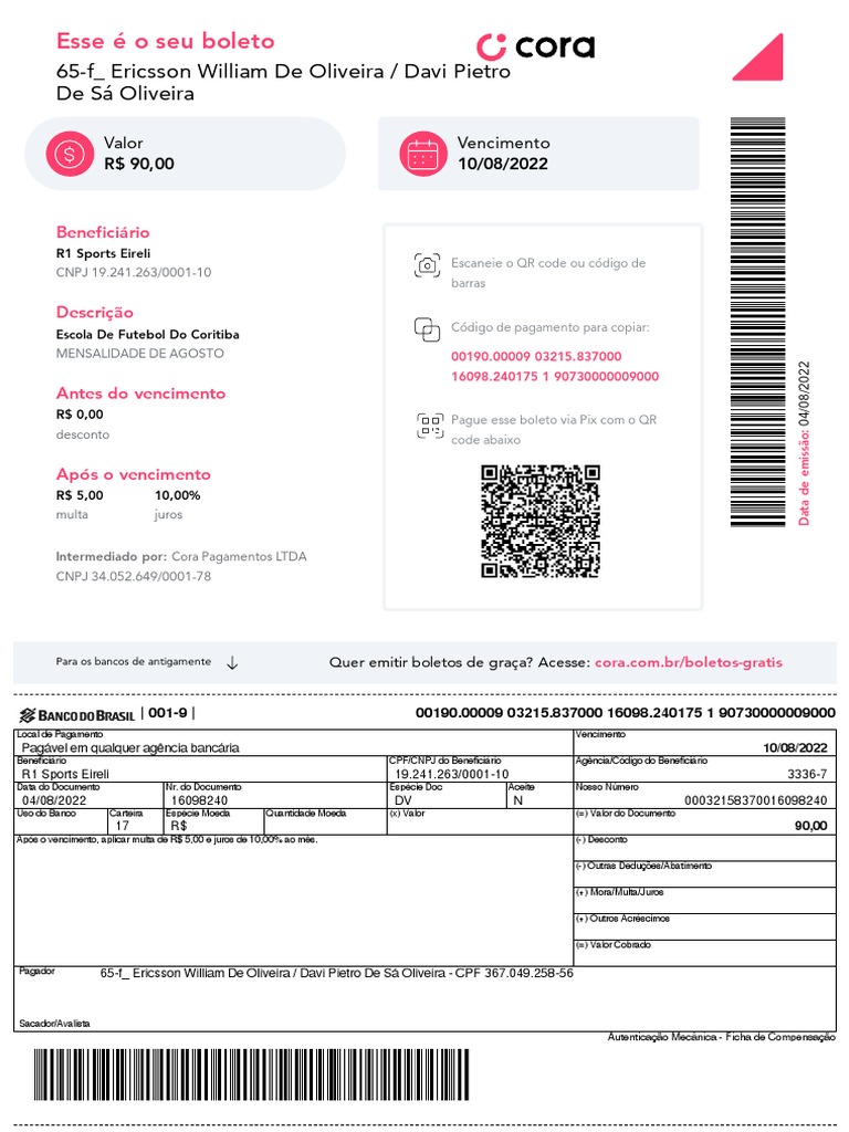 Boleto Qrcode | PDF | Economias | Serviços (economia)