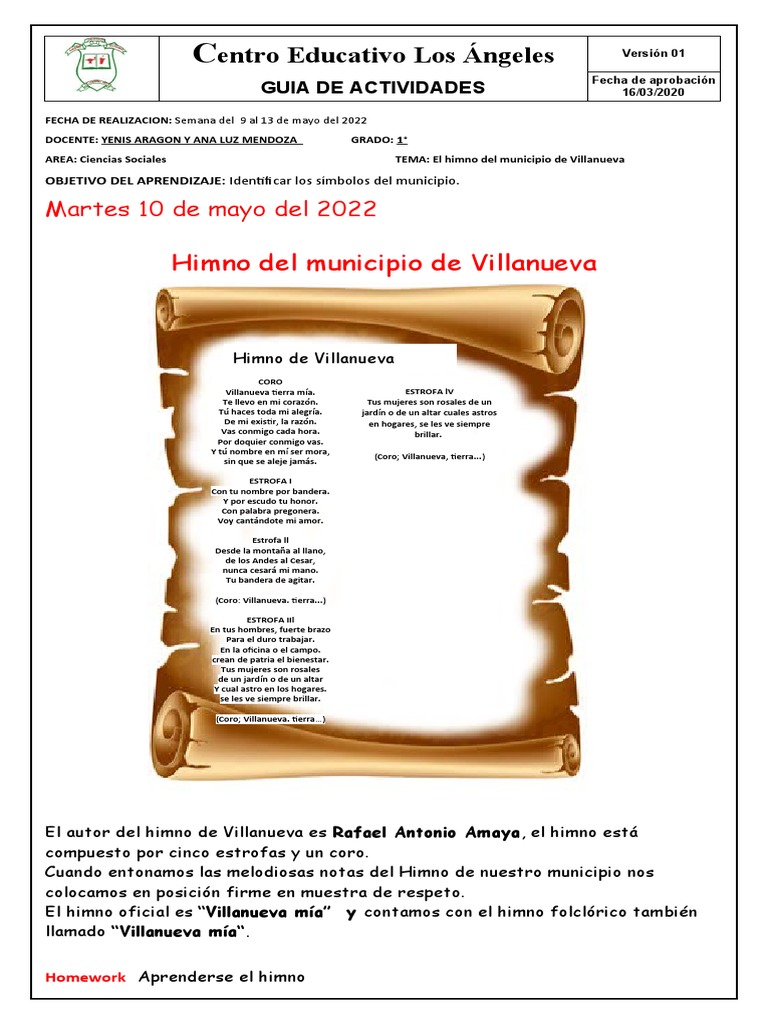 Himno Del Municipio de Villanueva | PDF