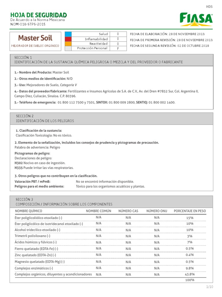 HDS Master Soil | PDF | Agua | Residuos