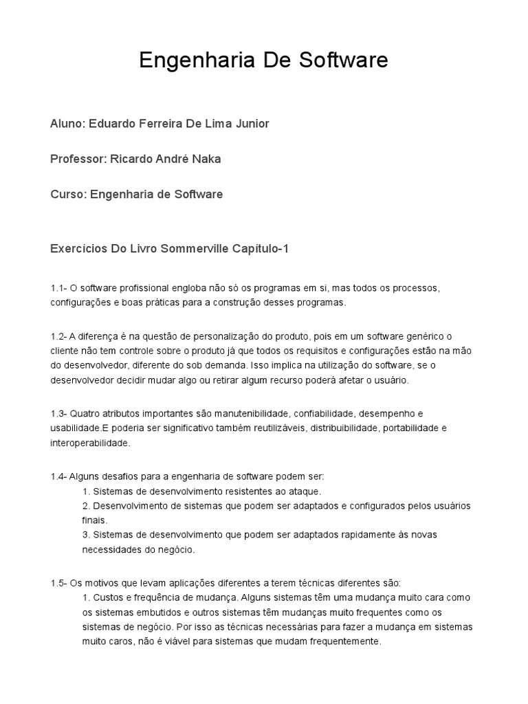 Engenharia de Software | PDF | Engenharia de Software | Programas