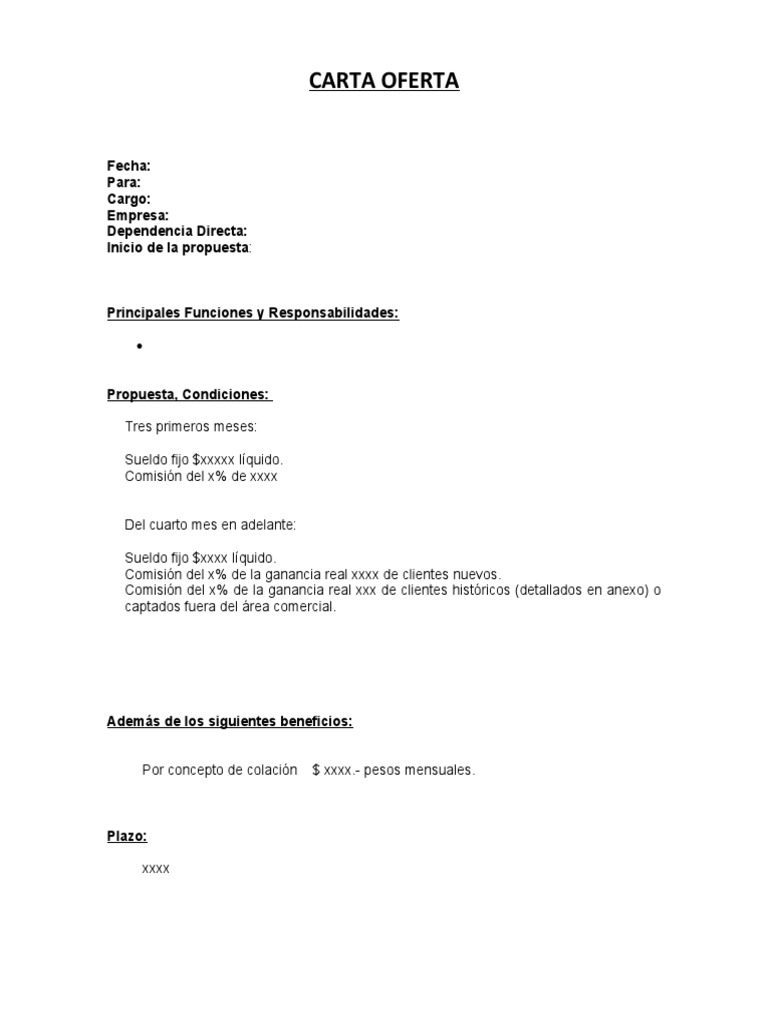 Carta Oferta Laboral Modelo | PDF