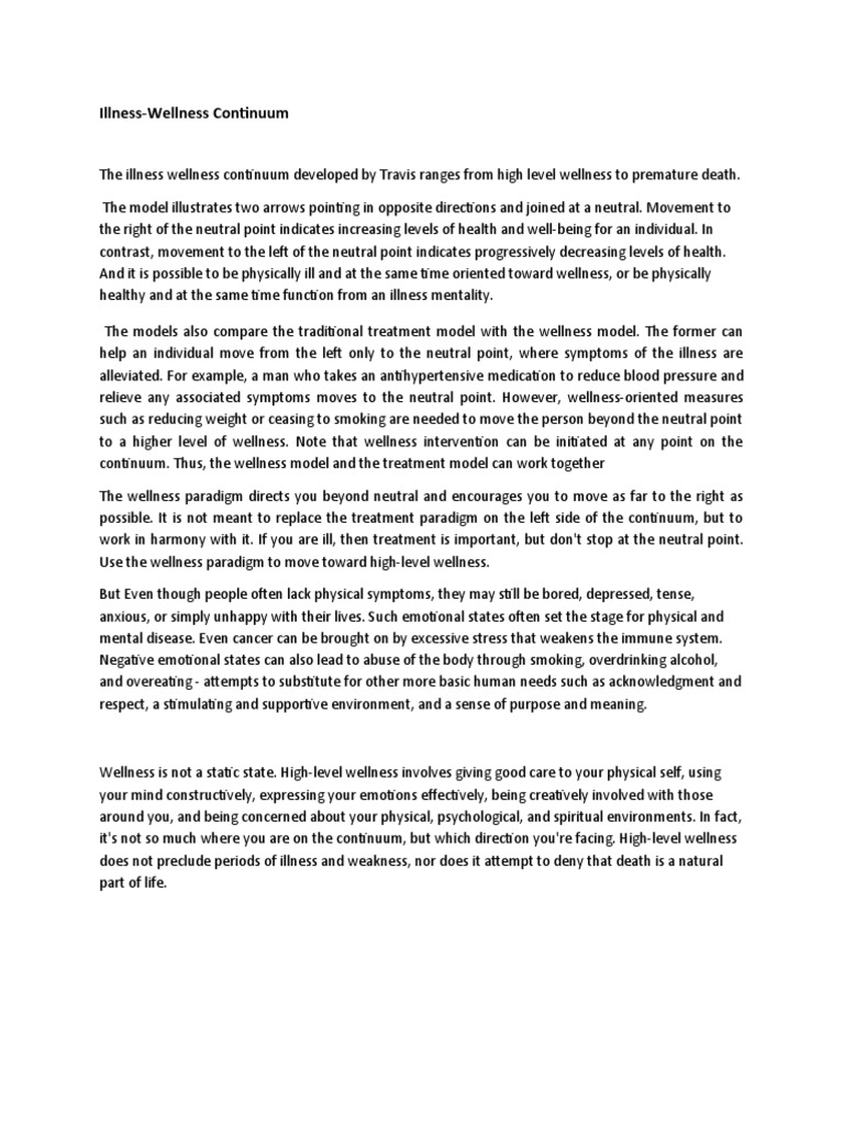 Illness-Wellness Continuum 2 | PDF | Psychology | Health Sciences Illness-Wellness Continuum 2 | PDF | Psychology | Health Sciences