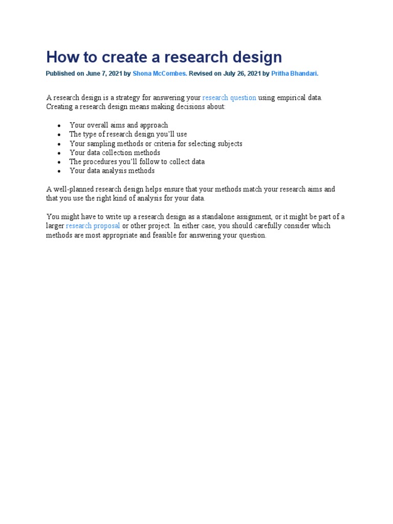 How To Create A Research Design | PDF