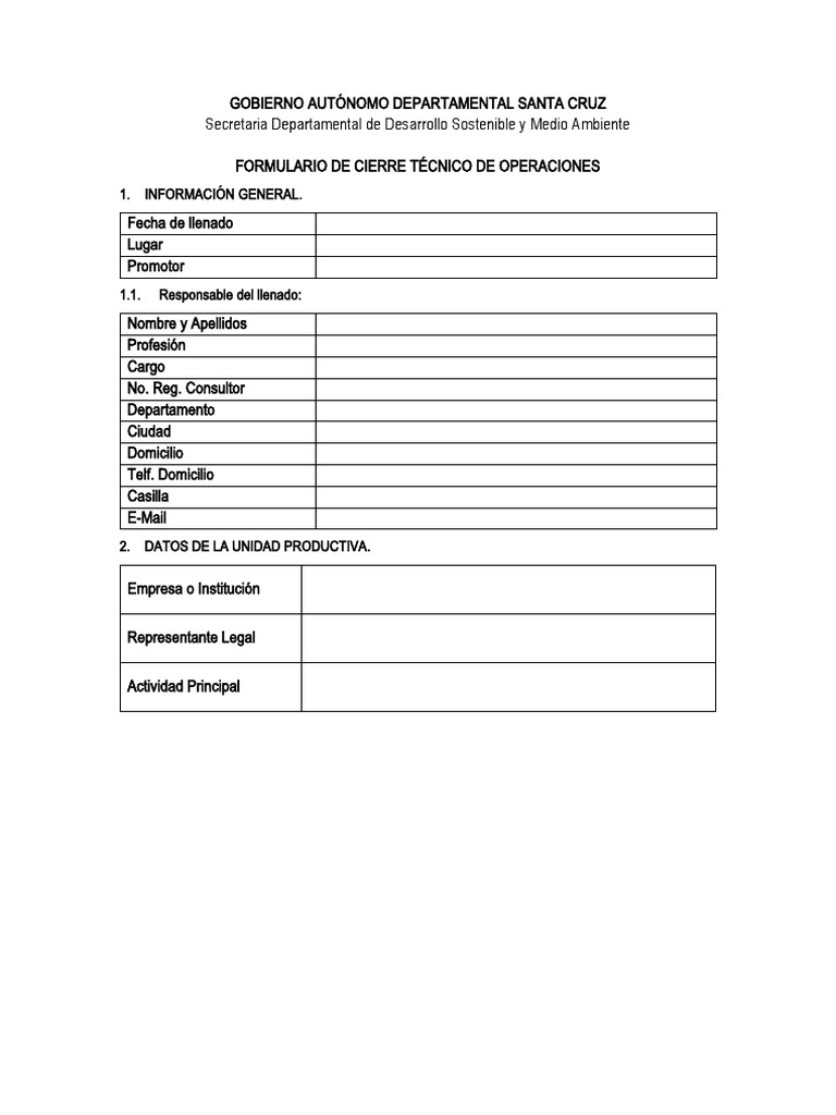 Formulario de Plan de Cierre | PDF