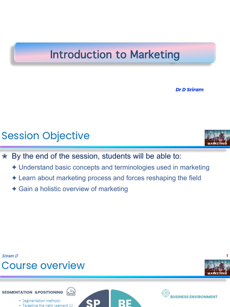 1 - Introduction To Marketing | PDF | Marketing | Market Segmentation