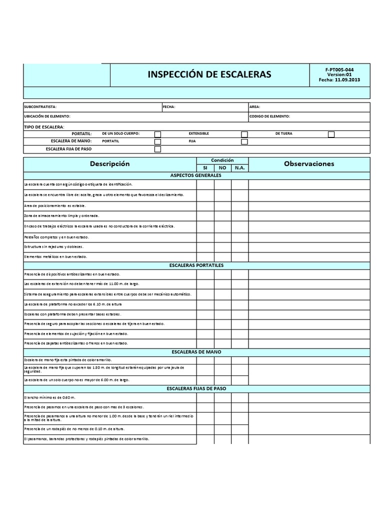 Check List de Escaleras Blanqueado | PDF | Escalera