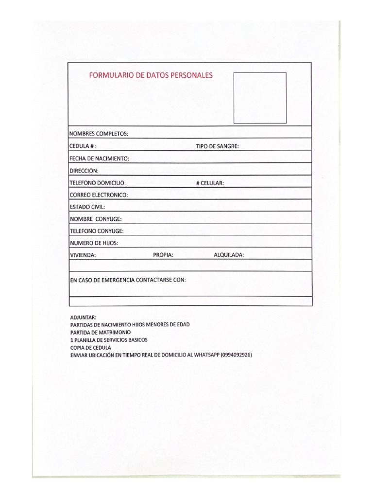 Formulario de Datos Personales | PDF
