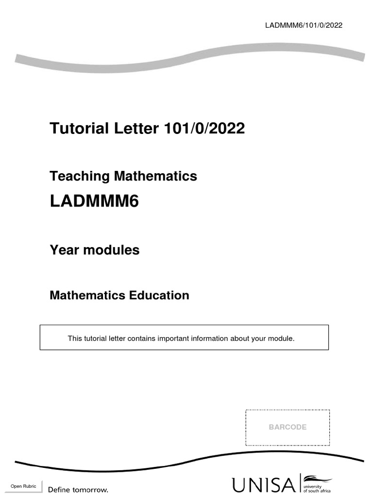 LADMMM6 Tutorial Letter 101 - 2022 | PDF | Teaching Method | Learning