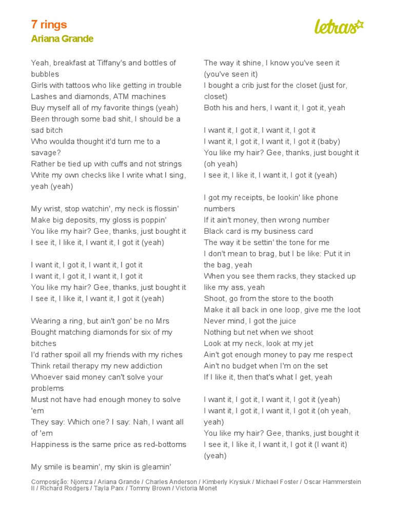 7 RINGS - Ariana Grande | PDF