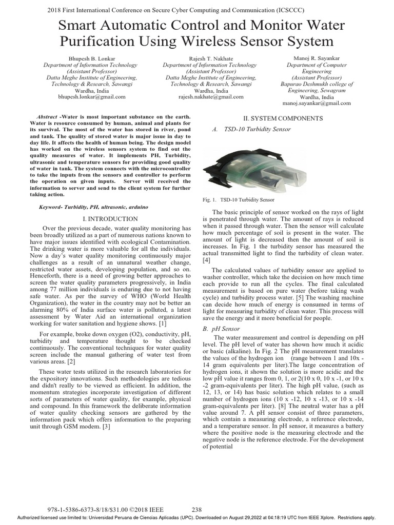 Smart Automatic Control and Monitor Water Purification Using Wireless ...