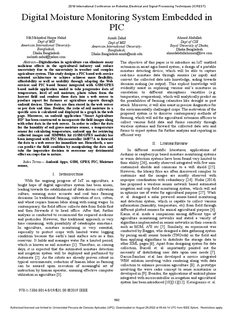 Digital Moisture Monitoring System Embedded in PIC | PDF | Comma ...