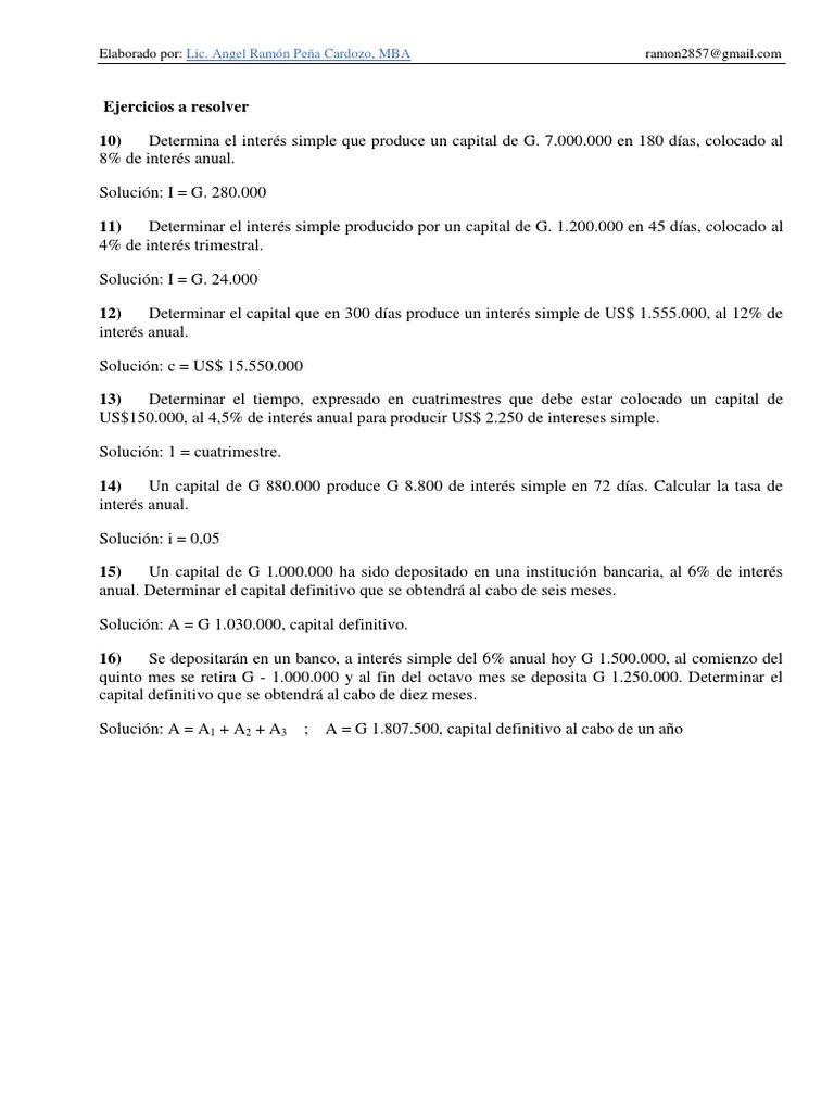 Cap 1 Ejercicios A Resolver (Resueltos) | PDF | Bancos | Bancario