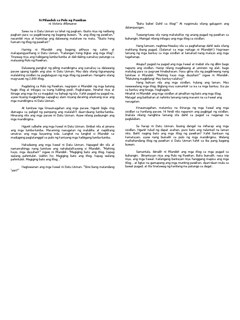Si Pilandok Sa Pulo NG Pawikan Fil 7 | PDF