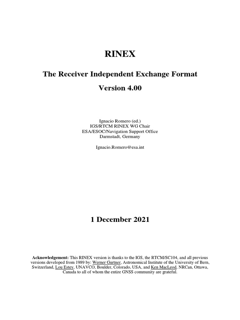 Rinex 4.00 | PDF | Global Positioning System | Computer File