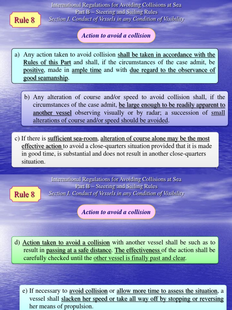 Rule 8: Action To Avoid A Collision | PDF | Traffic | Ships