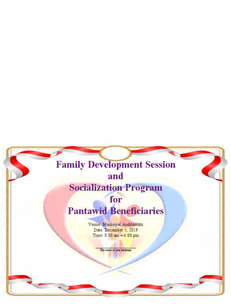 Family Development Session and Socialization Program For Pantawid ...