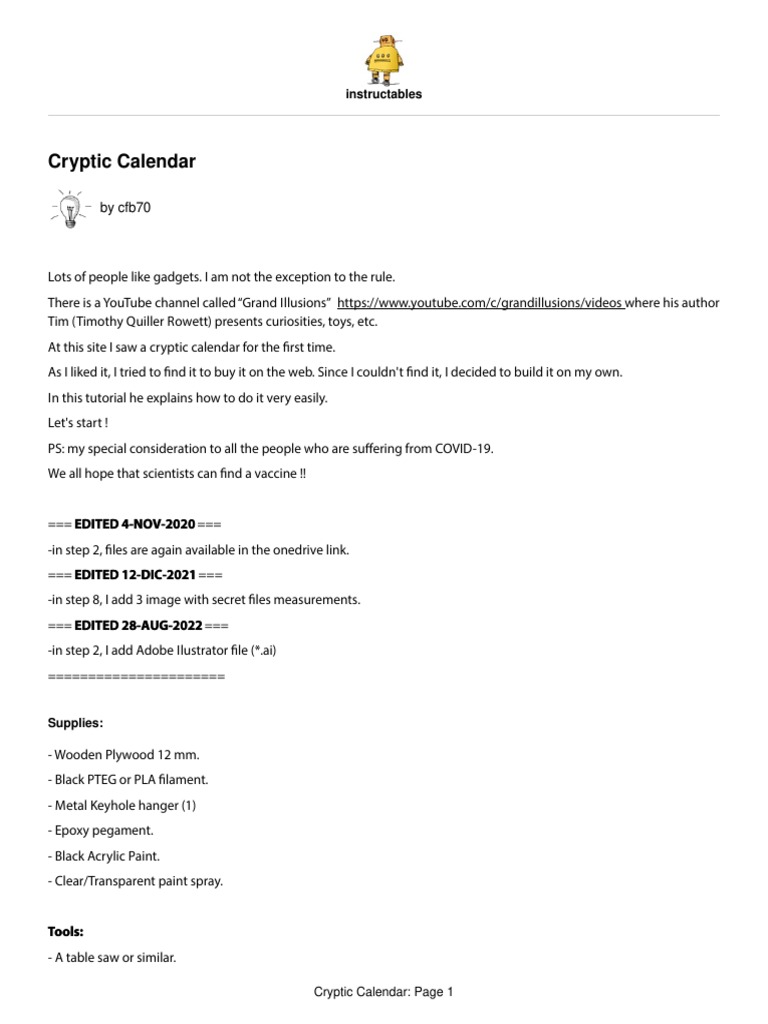 Cryptic Calendar | PDF | Numerical Control | Dust