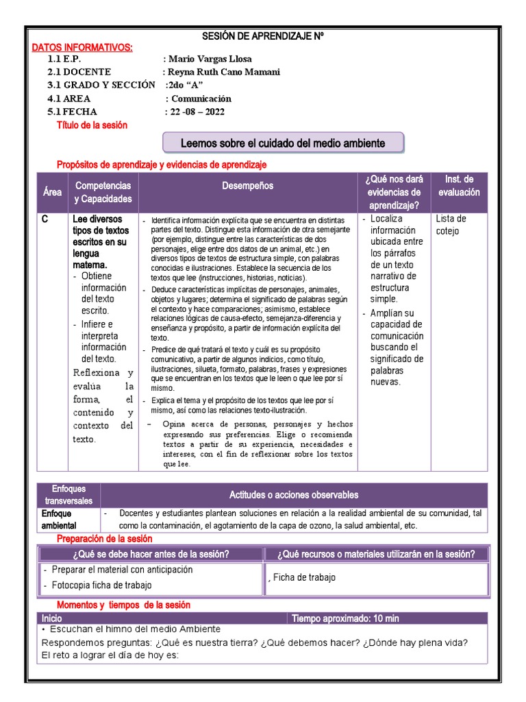 Cuidando nuestro planeta: Lecciones sobre el medio ambiente | PDF ...